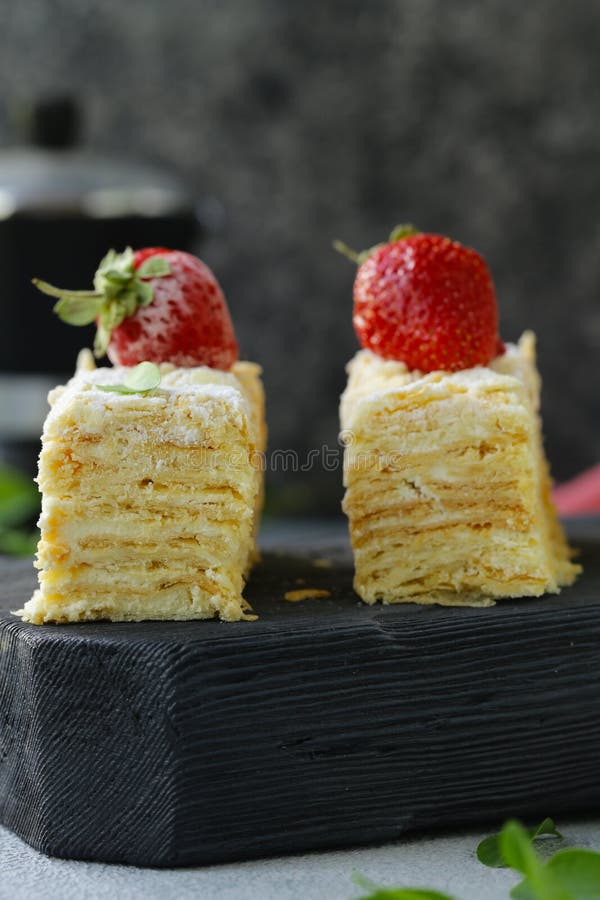 Dessert cake napoleon stock image. Image of slice, millefeuille - 146823639
