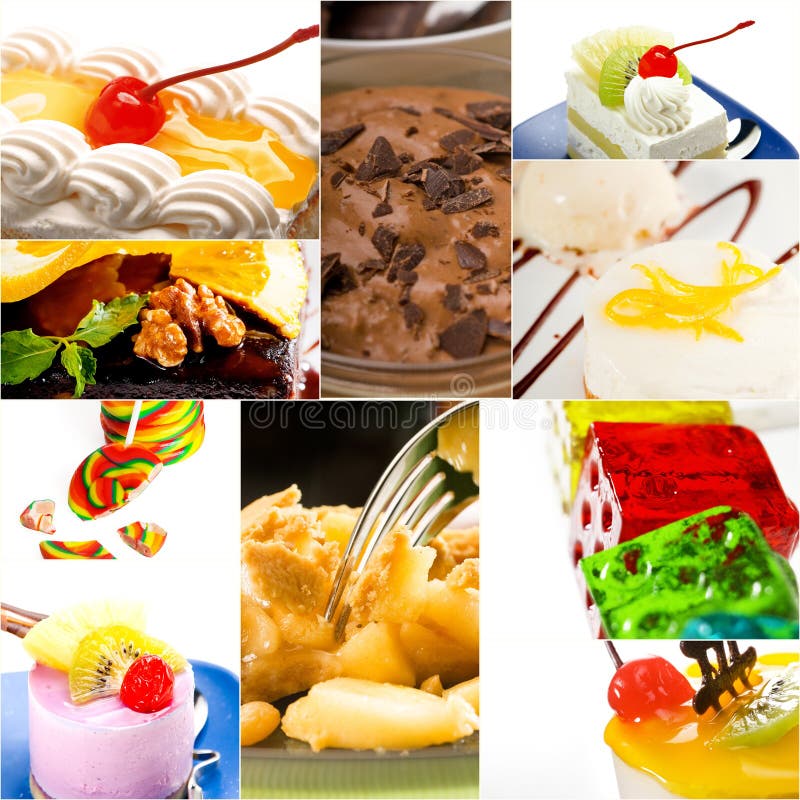 Dessert Cake and Sweets Collection Collage Stock Image - Image of ...