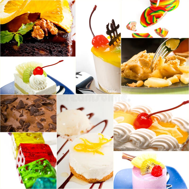 Dessert Cake and Sweets Collection Collage Stock Image - Image of ...