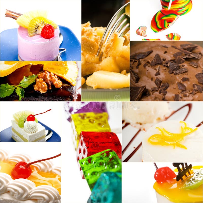 Dessert Cake and Sweets Collection Collage Stock Image - Image of mint ...