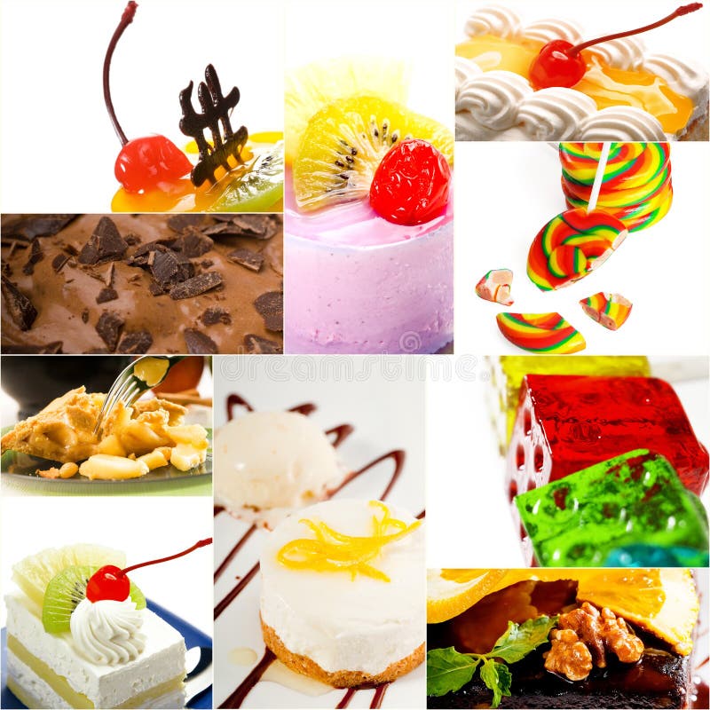 Dessert Cake and Sweets Collection Collage Stock Photo - Image of ...