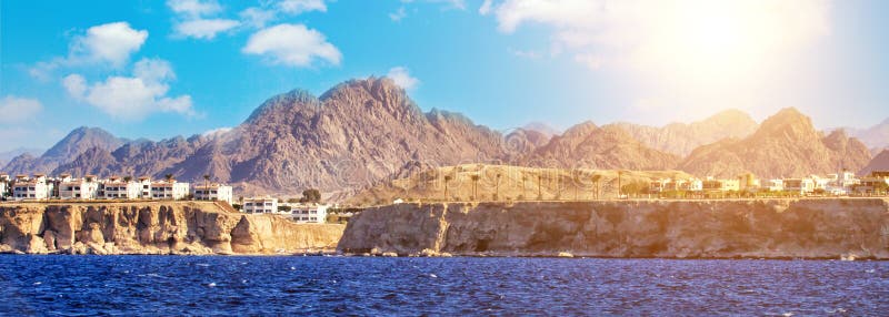 Dessert Coast of Sharm El Sheikh, Egypt. Blue Sky with Clouds Stock ...