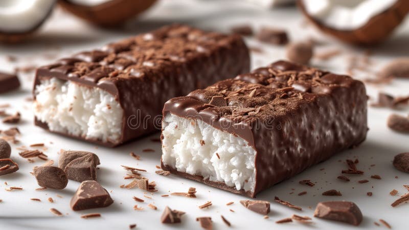 Dessert Coconut Chocolate Bar Closeup Stock Illustration - Illustration ...