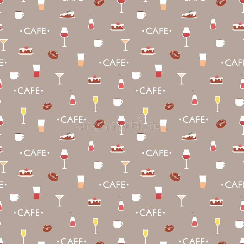 Cat and Cafe Seamless Pattern Sweet Bakery Blossom Botanical Digital ...