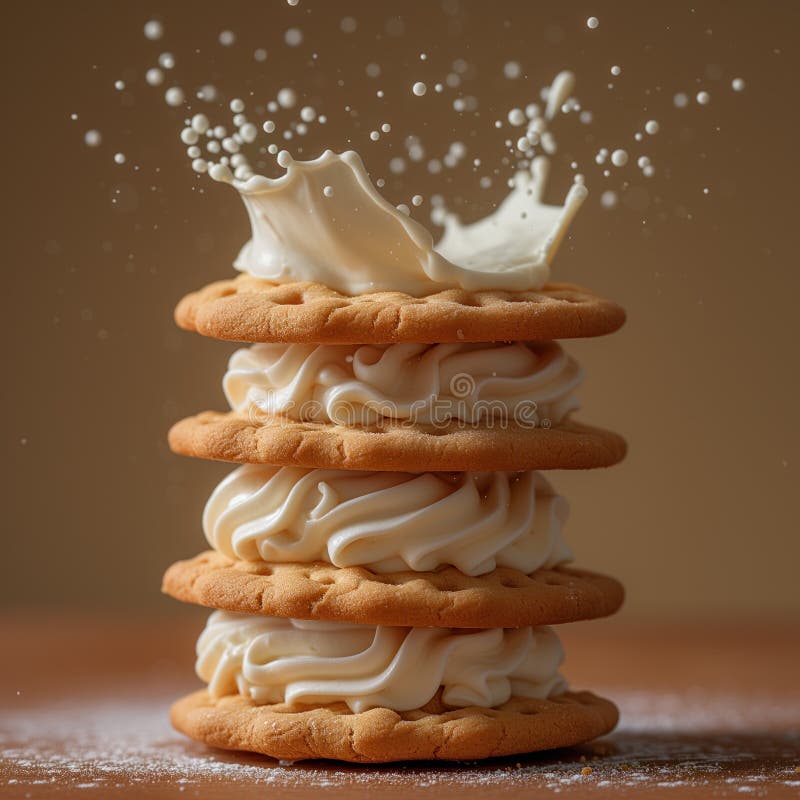 Dessert Cookies with Whipped Cream Stock Illustration - Illustration of ...