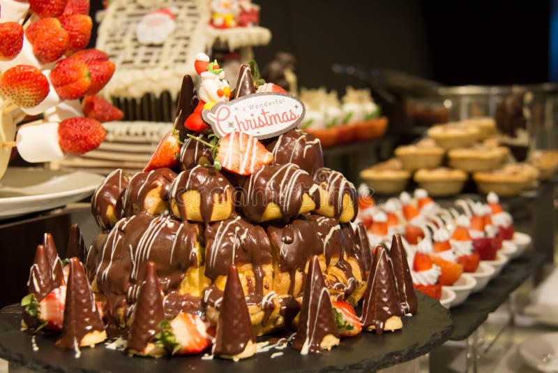 Dessert Corner at a Buffet Restaurant Stock Image - Image of lunch ...