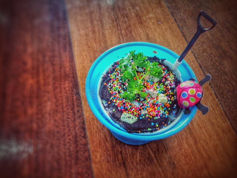 Dessert in cub stock image. Image of colous, topping - 89728953