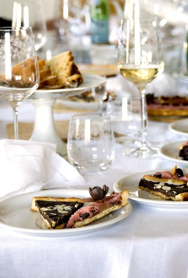 Dessert on dinner table stock photo. Image of choice - 13844184