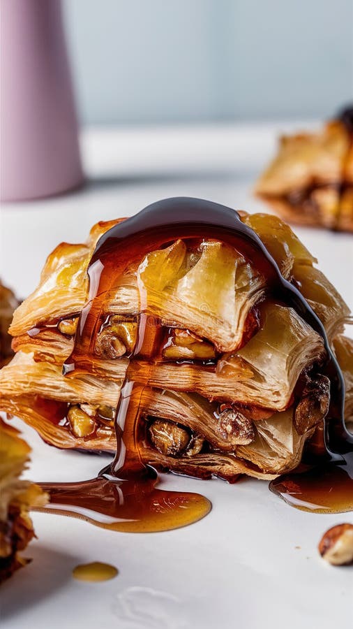 A Dessert with a Drizzle of Syrup on Top Stock Illustration ...