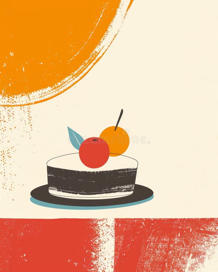 Dessert Featuring Fruit Decoration on a Plate with Abstract Background ...