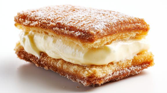 A Dessert Featuring Two Rectangular Layers of Golden Brown Pastry ...