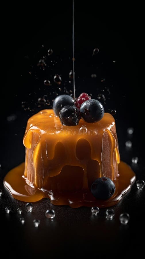 Dessert Featuring a Variety of Fresh Fruit and a Drizzle of Sweet Syrup ...