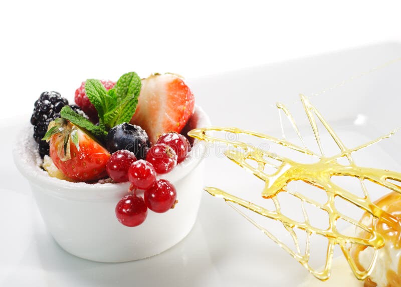 Dessert - Fresh Berries with Ice Cream Stock Photo - Image of freshness ...