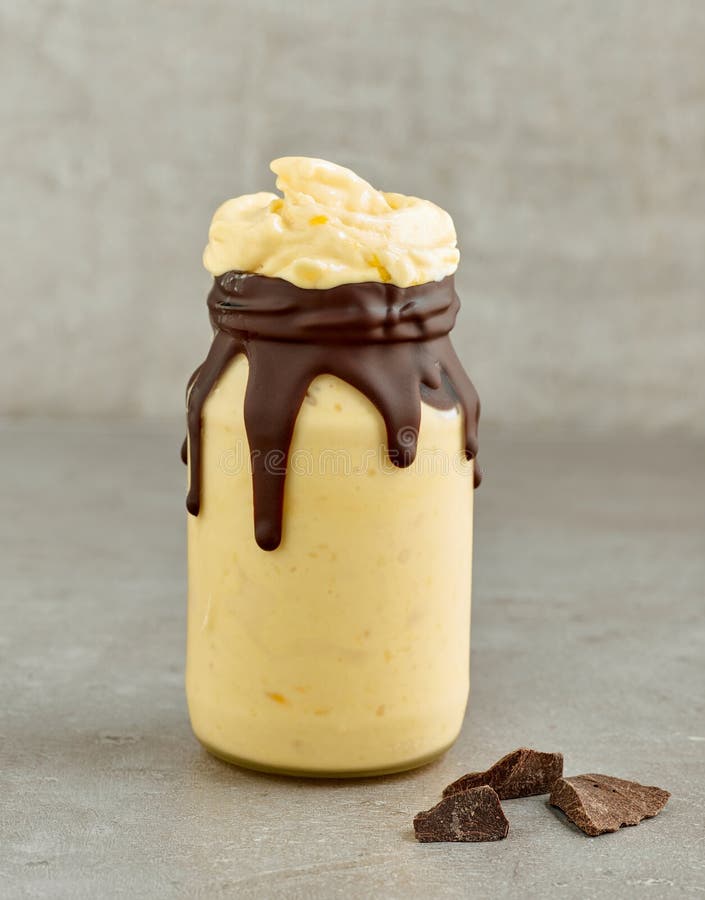 Dessert of Frozen Mango and Ice Cream Stock Photo - Image of chocolate ...