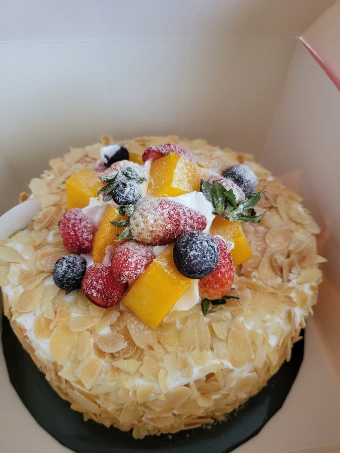 Dessert Fruit Cake with Sugar Powder Topping Stock Photo - Image of ...