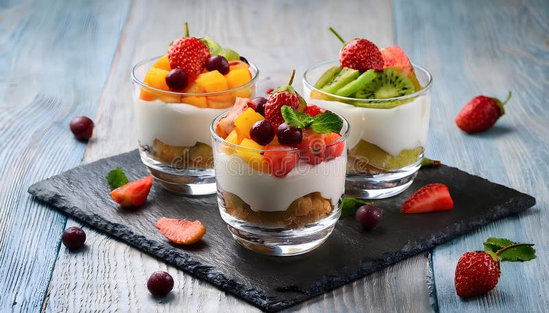 Dessert with Fruit and Cream Yogurt, Desserts with Fruit Stock ...