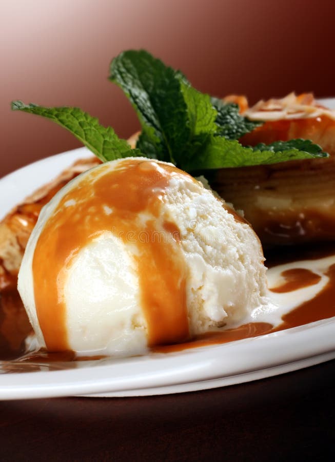 Dessert with ice-cream stock photo. Image of spearmint - 3654694