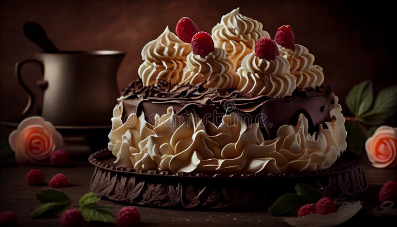 Dessert Indulgence Chocolate Raspberry Cheesecake with Whipped Cream ...