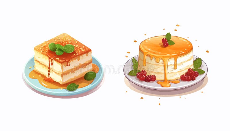 Dessert Kunefe or Knafeh Vector Illustration. Turkish Traditional ...