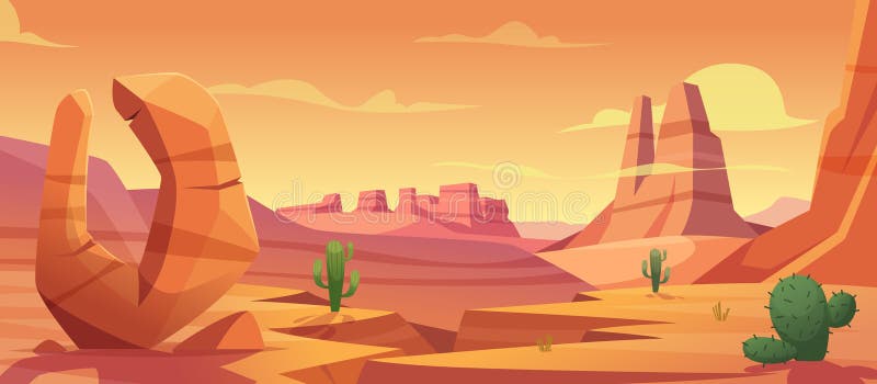 Dessert Landscape. Cartoon Wild Background with Desert Cliffs Exact ...