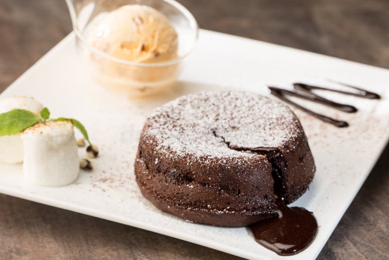 Dessert, lave cake stock image. Image of meal, dairy - 229310003