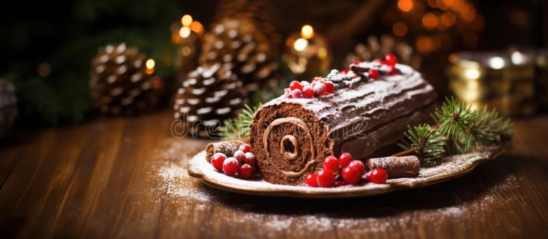 Dessert Log, a Delicious Centerpiece for the Christmas Feast Table ...
