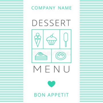 Dessert Menu Card Design Template. Stock Vector - Illustration of fruit ...