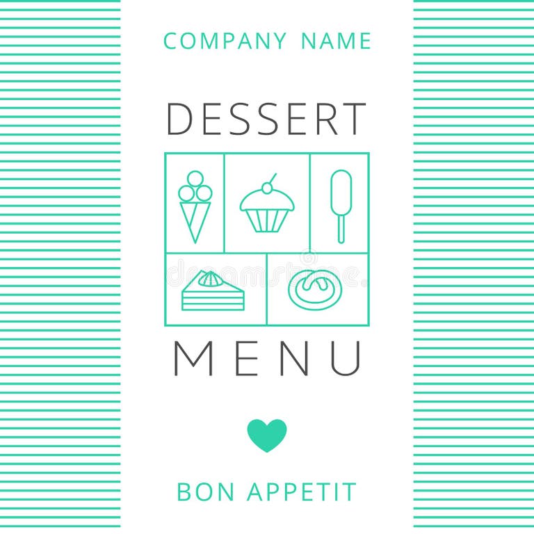 Dessert Menu Card Design Template. Stock Vector - Illustration of fruit ...