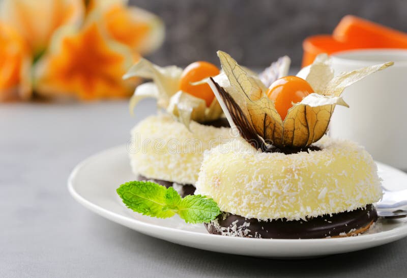 Dessert Mini Cake with Berries Stock Photo - Image of confectionery ...