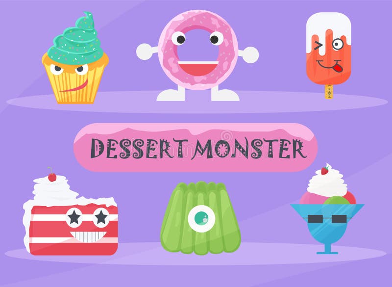Dessert Monster Vector Design Stock Vector - Illustration of dessert ...