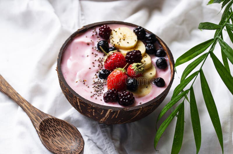 Dessert Nice Cream with Acai Berry Stock Image - Image of fruit, bowl ...