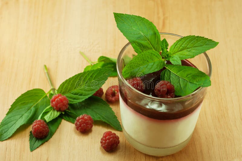 Dessert panna cotta stock photo. Image of raspberry, sauce - 42640530