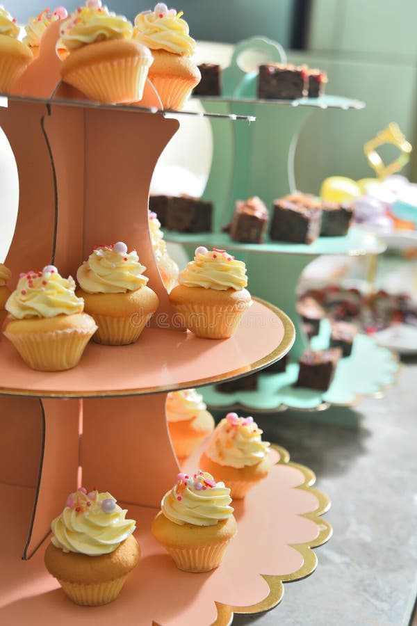 Dessert Platter cream cake stock image. Image of style - 214522955