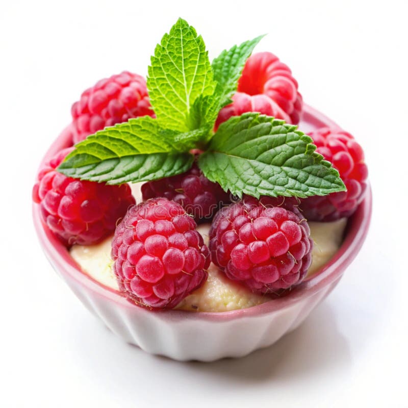 Dessert with Raspberry and Mint Leaf Stock Image - Image of tart ...