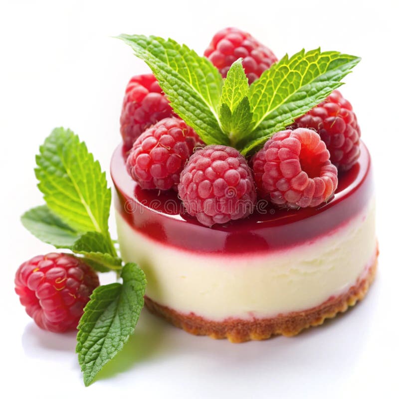 Dessert with Raspberry and Mint Leaf Stock Photo - Image of isolated ...