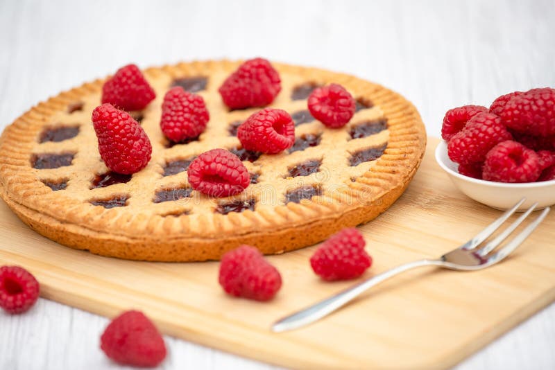 Dessert Raspberry Pie Cake with Strawberry or Fruit in a Round Bread ...