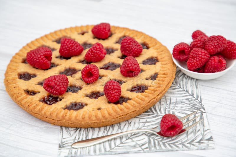 Dessert Raspberry Pie Cake with Strawberry or Fruit in a Round Bread ...