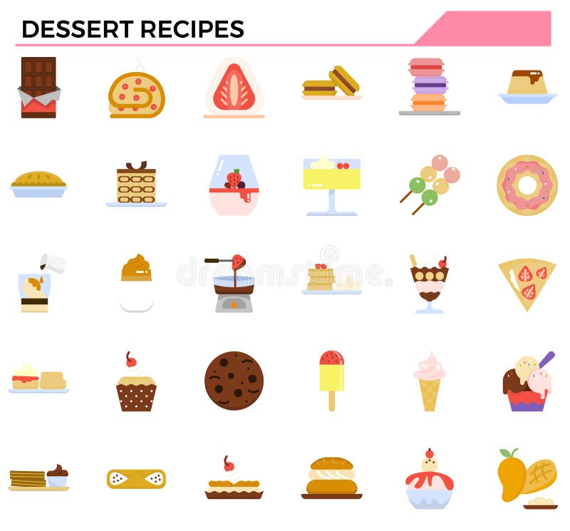 Dessert recipes icon set stock vector. Illustration of icon - 185517770