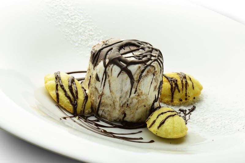 Dessert Semifreddo Parfait with Chocolate and Madeleine Stock Photo ...