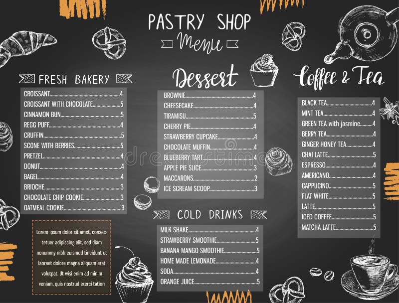 Coffee And Bakery Menu On Chalkboard Template Stock Vector ...