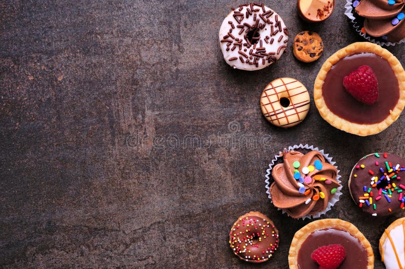 Dessert Side Border Assorted Sweets Dark Stone Background Stock Photos - Free & Royalty-Free ...