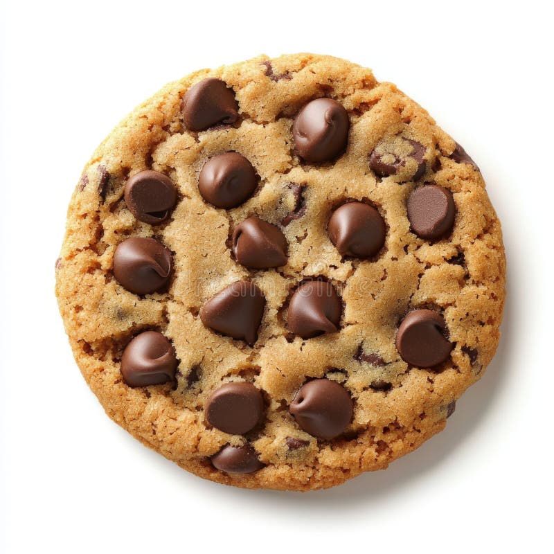 Dessert Snack - Cookie White Background with Tasty Chocolate Chips ...