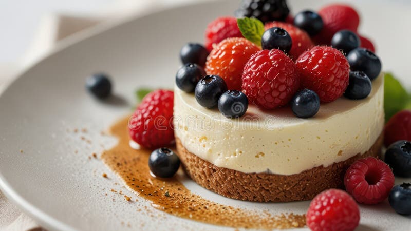 A Dessert with Strawberries, Blueberries, and Raspberries on Top Stock ...