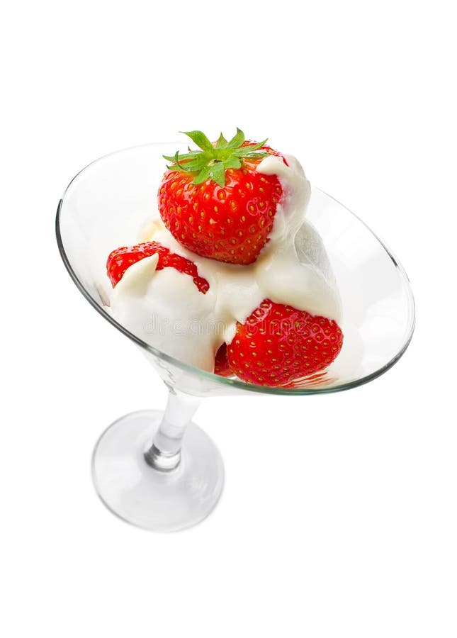 Dessert of Strawberries and Cream Stock Image - Image of food, berries ...