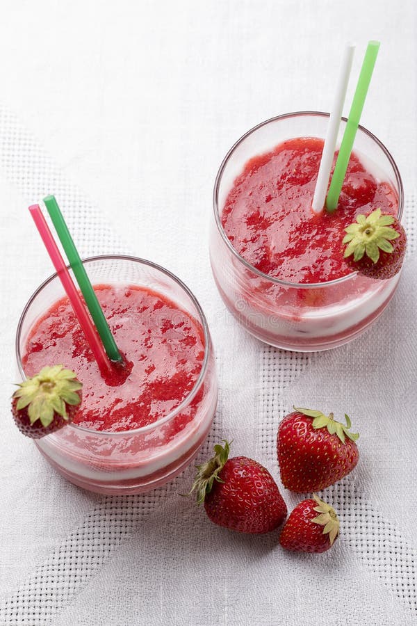 Dessert with Strawberry Glass Yogurt and Sweets. Stock Image - Image of ...