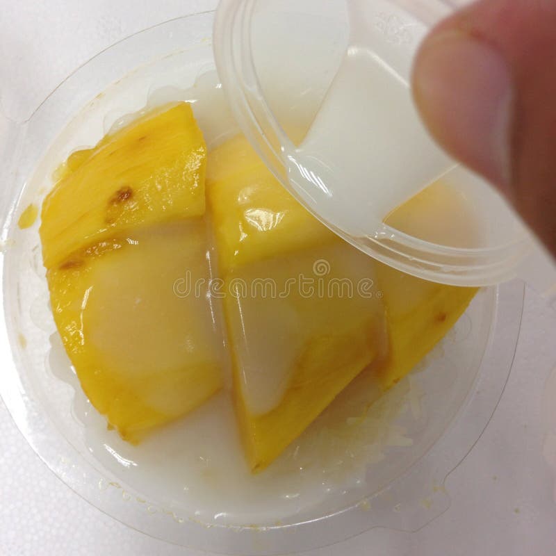 Dessert Sweet Sticky Rice with Mango Milk Stock Photo - Image of mango ...