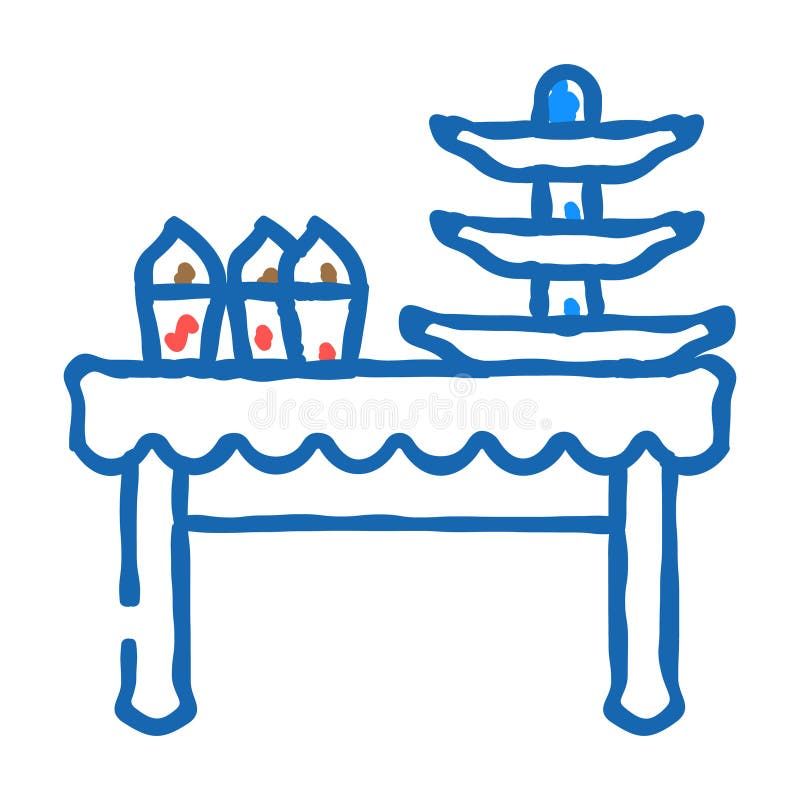 Dessert Table Buffet Icon Doodle Illustration Stock Vector ...