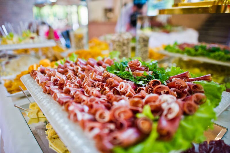 Dessert Table of Delicious Snacks on Wedding Reception Stock Photo ...