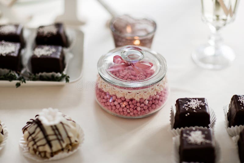 Pink candy in a jar stock image. Image of dessert, glass - 174863151