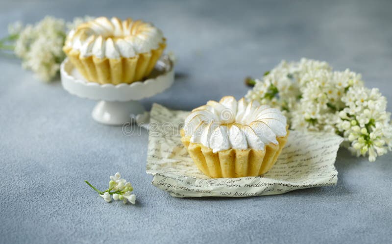 Tartlets with lemon cream stock photo. Image of meringue - 146321858